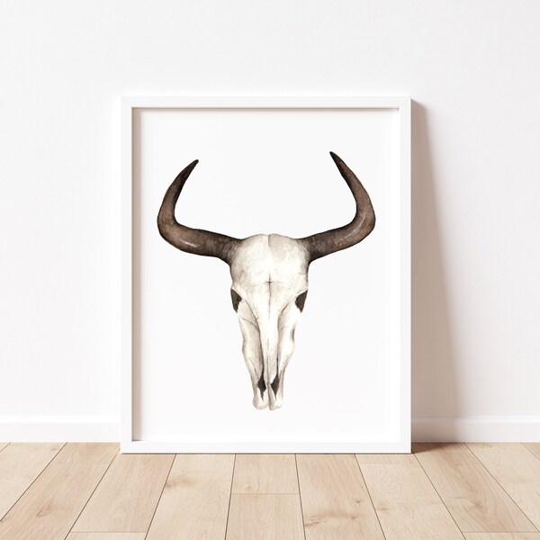 Cow Skull Print - Etsy
