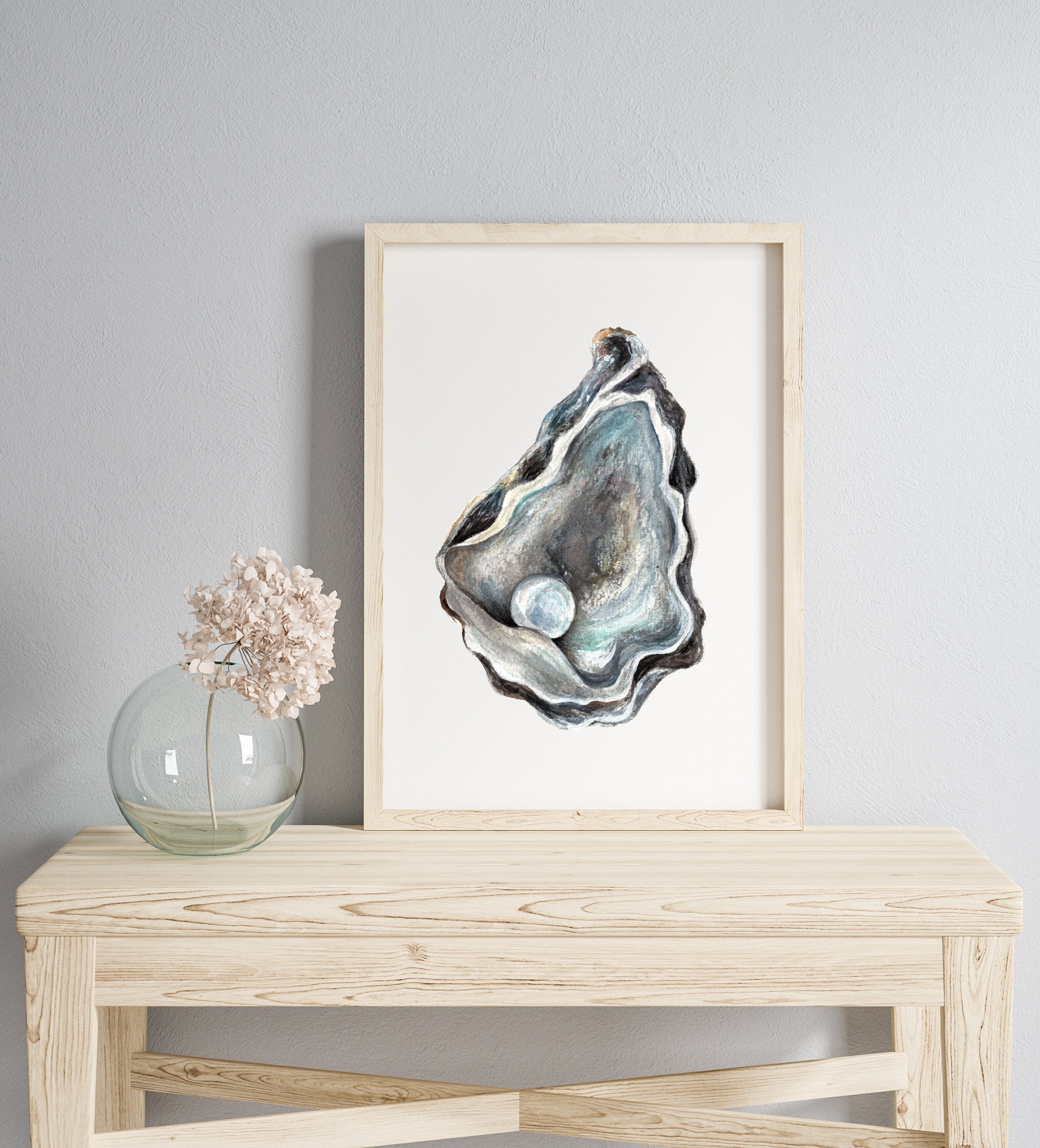 Pearl Print Oyster Shell Art Oyster Watercolor Print Pearl - Etsy