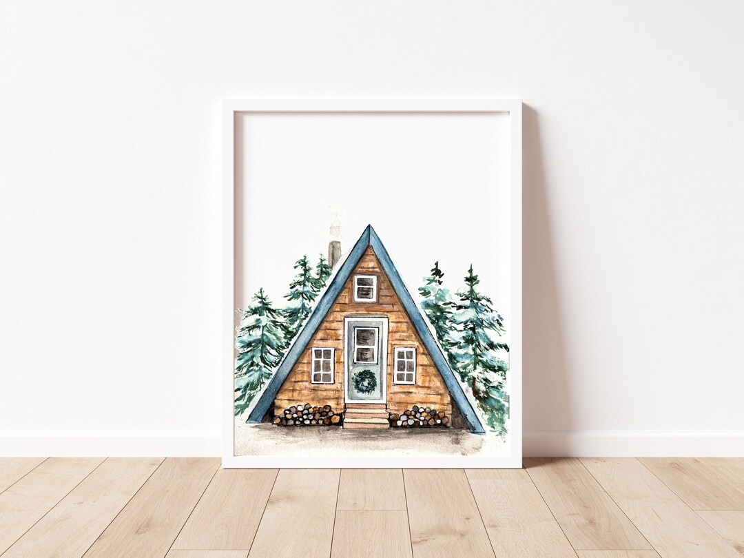 A Frame Cabin Art Print, Cabin Print, Cabin Watercolor - Etsy
