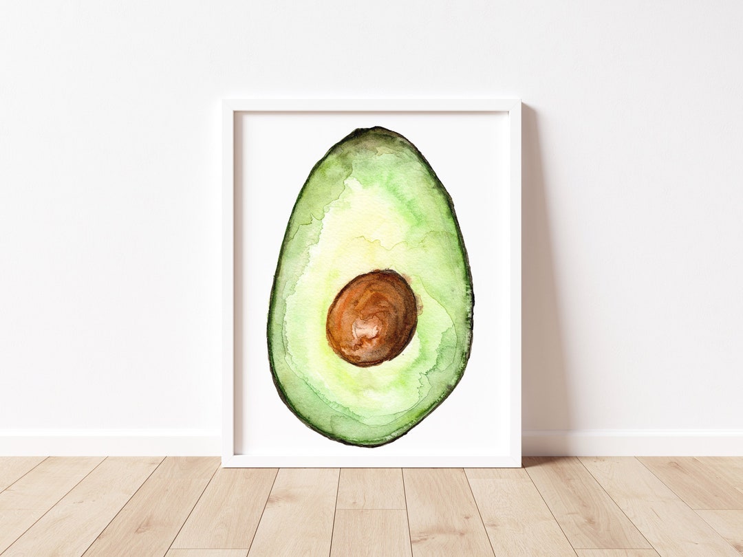 Avocado Art Print, Avocado Wall Art, Vegetable Watercolor Art Print ...
