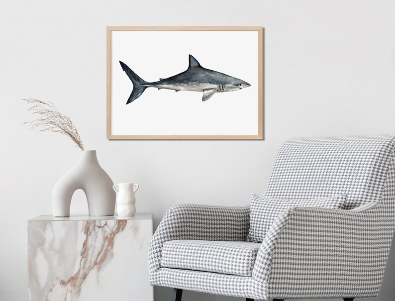 Mako Shark Watercolor Print - Ocean Art - Marine Life Wall Decor - Etsy