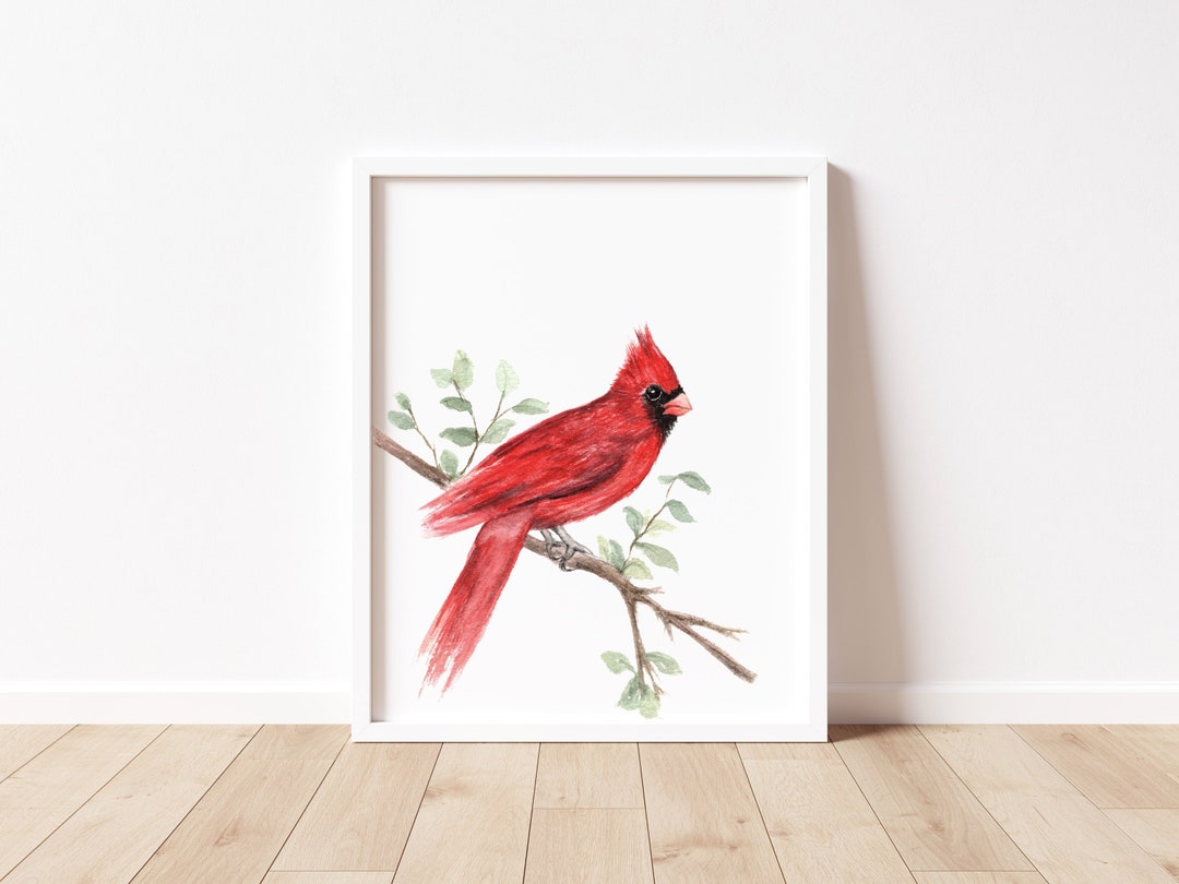 Cardinal Wall Art, Watercolor Bird Wall Art, Red Cardinal Art Print ...