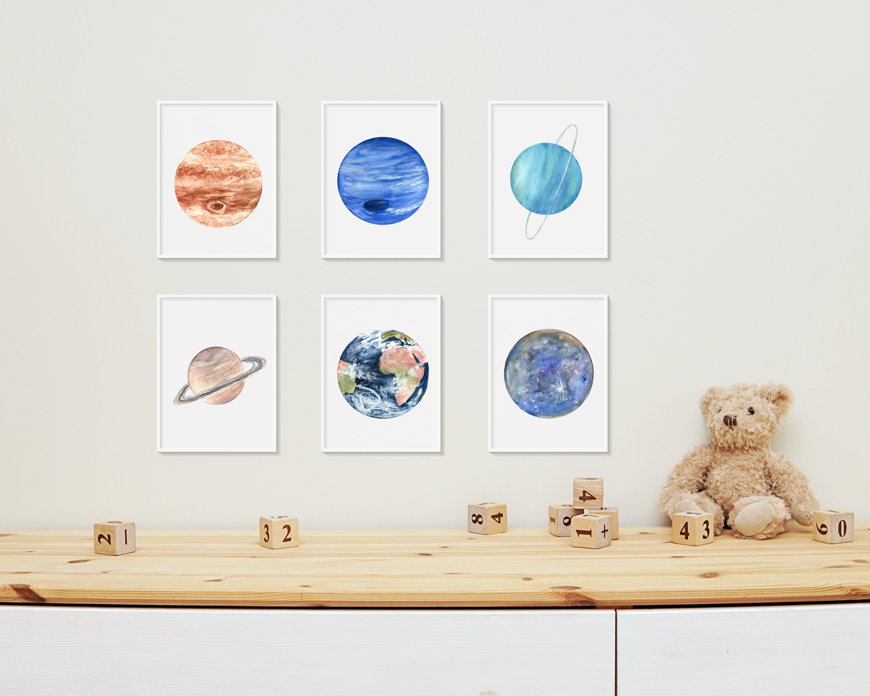 Planets Prints, Nursery Wall Art, Mercury, Venus, Earth, Mars, Jupiter ...