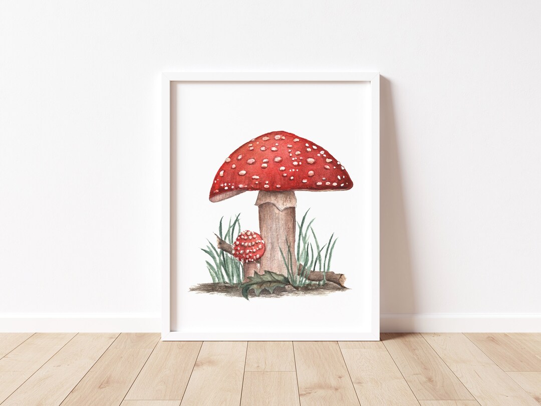 Mushroom Watercolor, Toadstool Art Print, Psychedelic Mushroom Painting ...