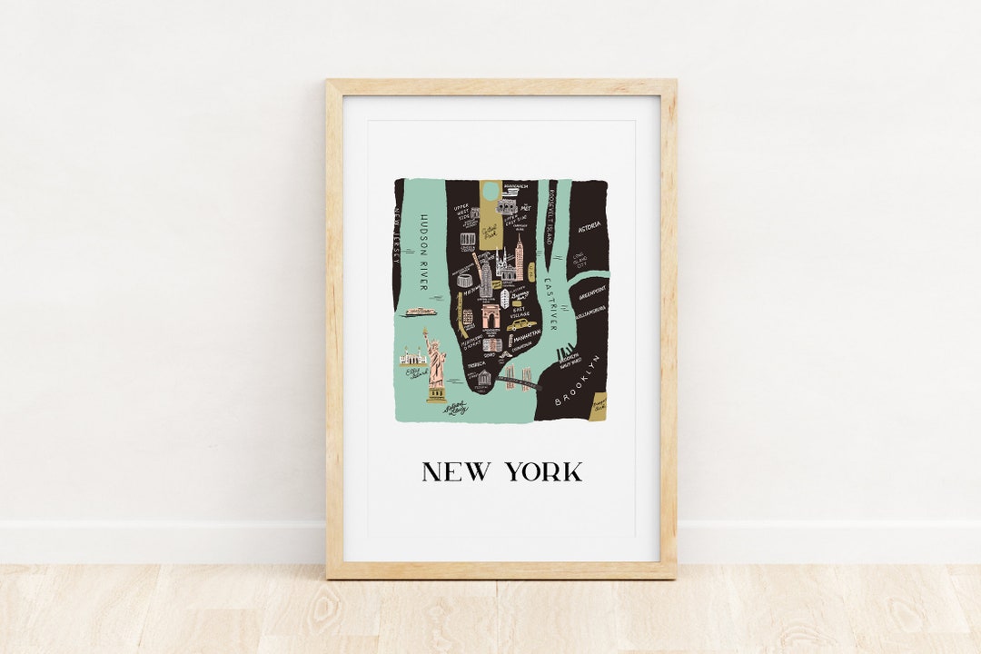 New York City Map Print - City Wall Art - Unique Home Decor Gift - Etsy