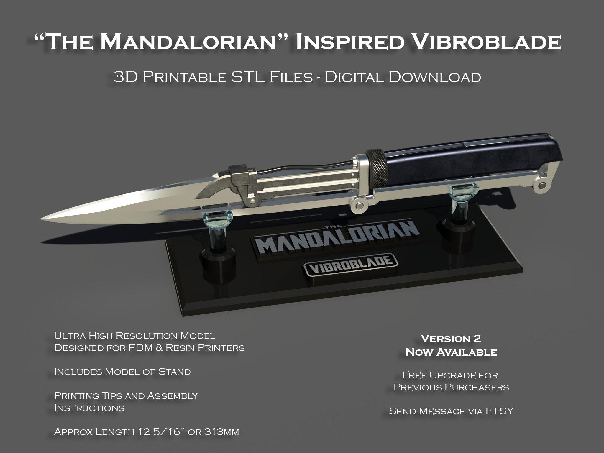 Mandalorian Inspired Vibroblade STL 3D Model for 3D Printing - Etsy
