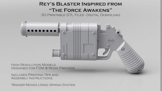 The Force Awakens Inspired Rey Blaster NN-14 STL 3D Model for - Etsy