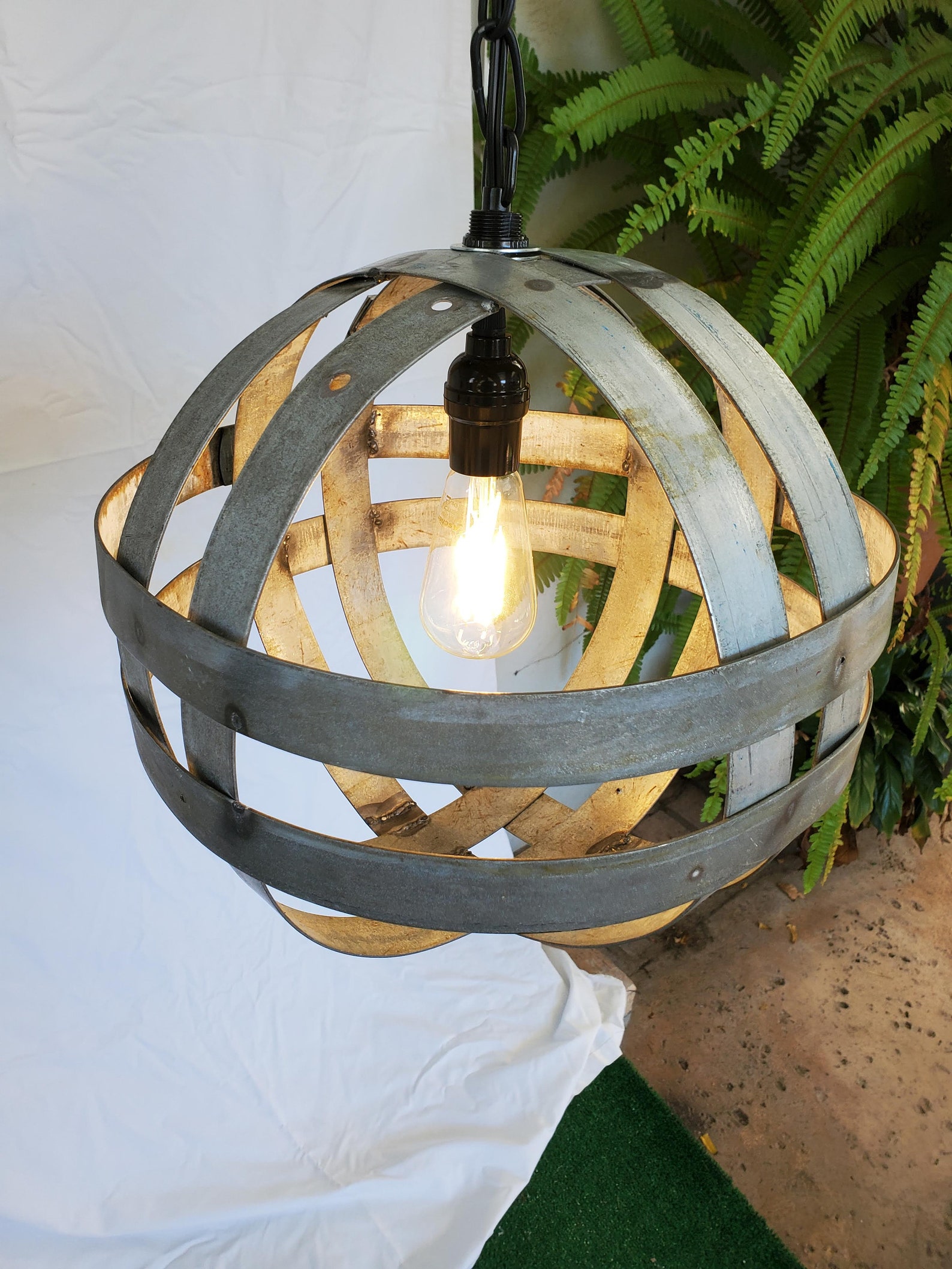 Mini Galvanized Wine Barrel Hoop Lamp Light Fixture 103 - Etsy