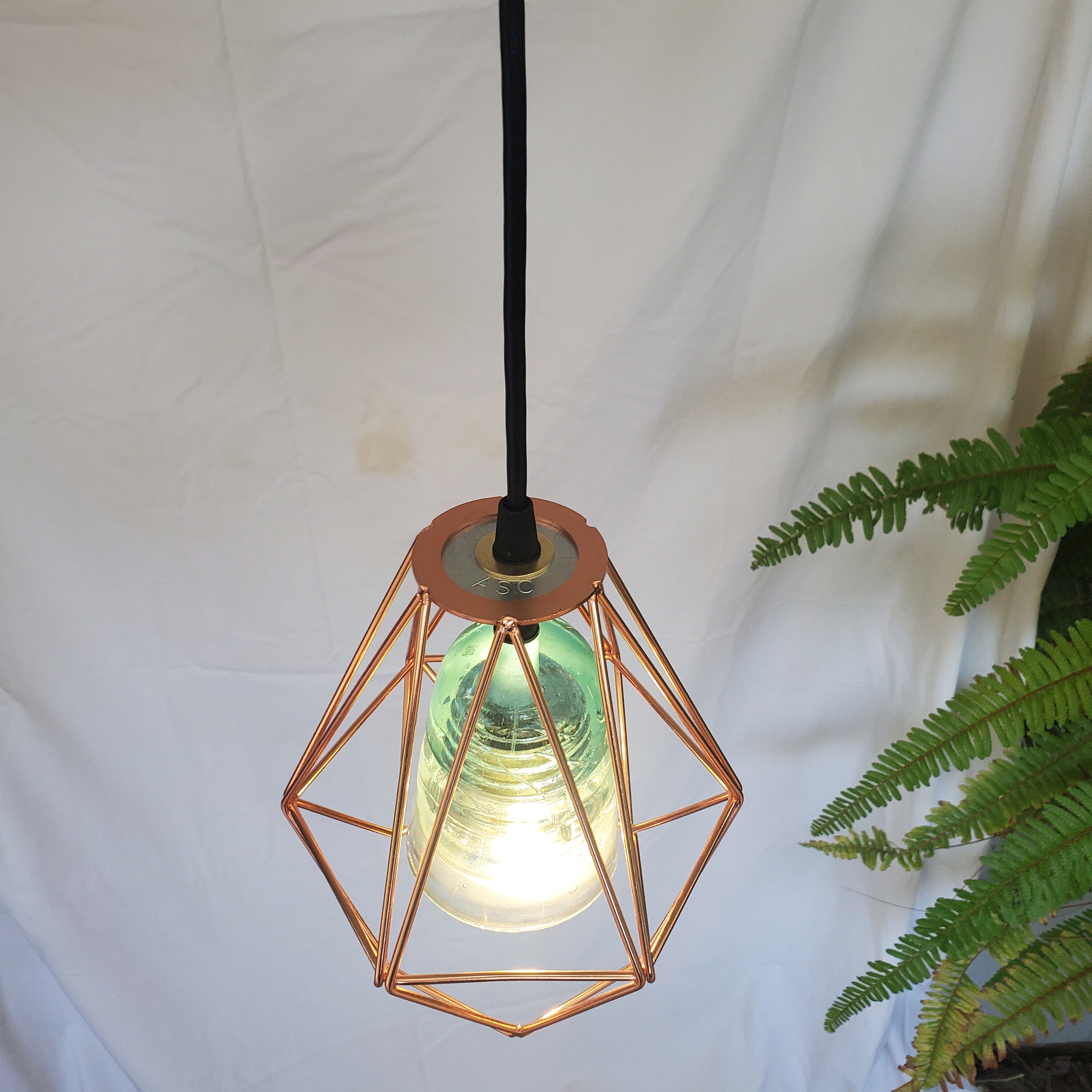 Lite Blue Bee Hive Glass Electric Insulator Pendant Light Inside a ...