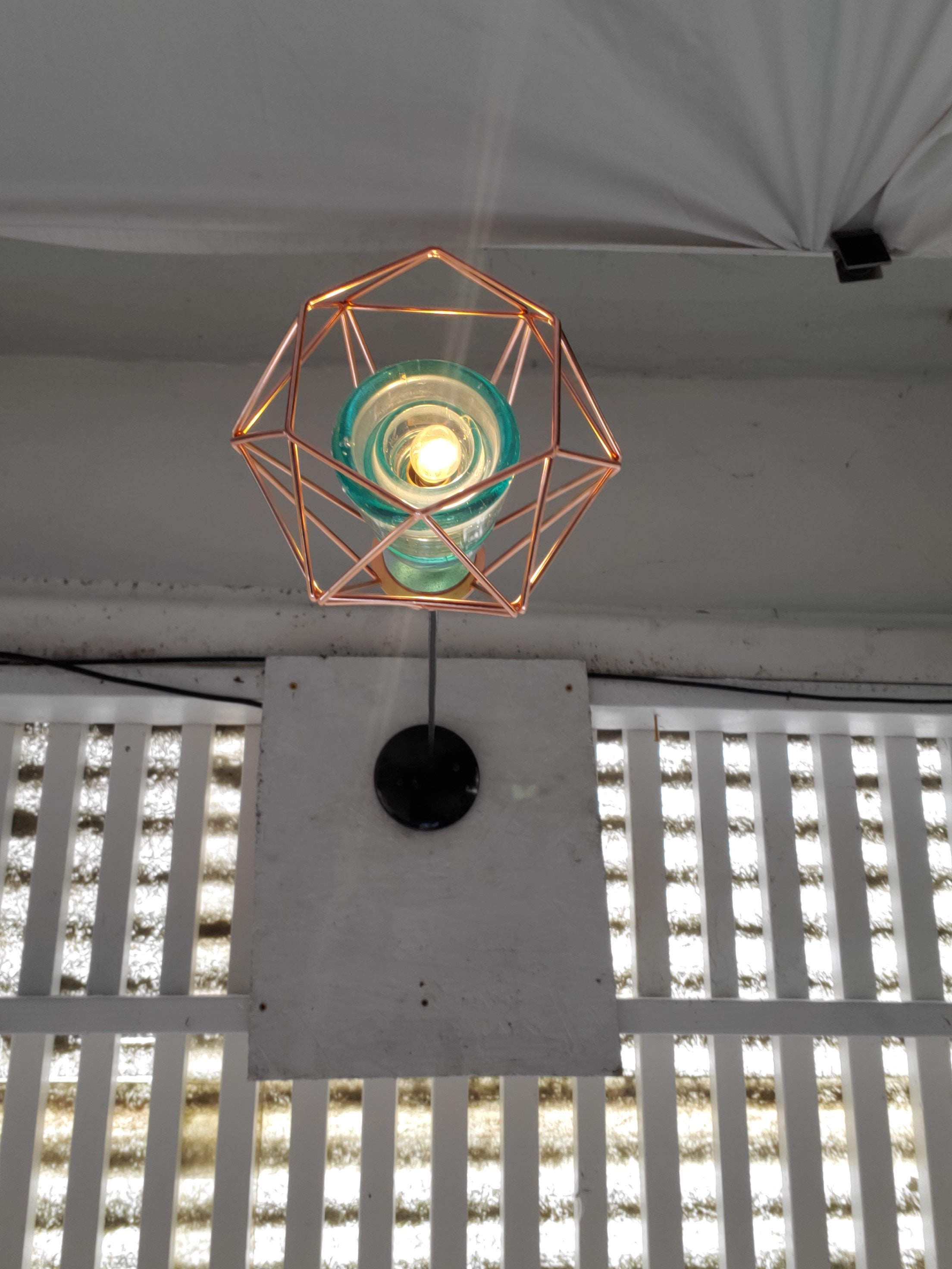 Lite Blue Bee Hive Glass Electric Insulator Pendant Light Inside a ...