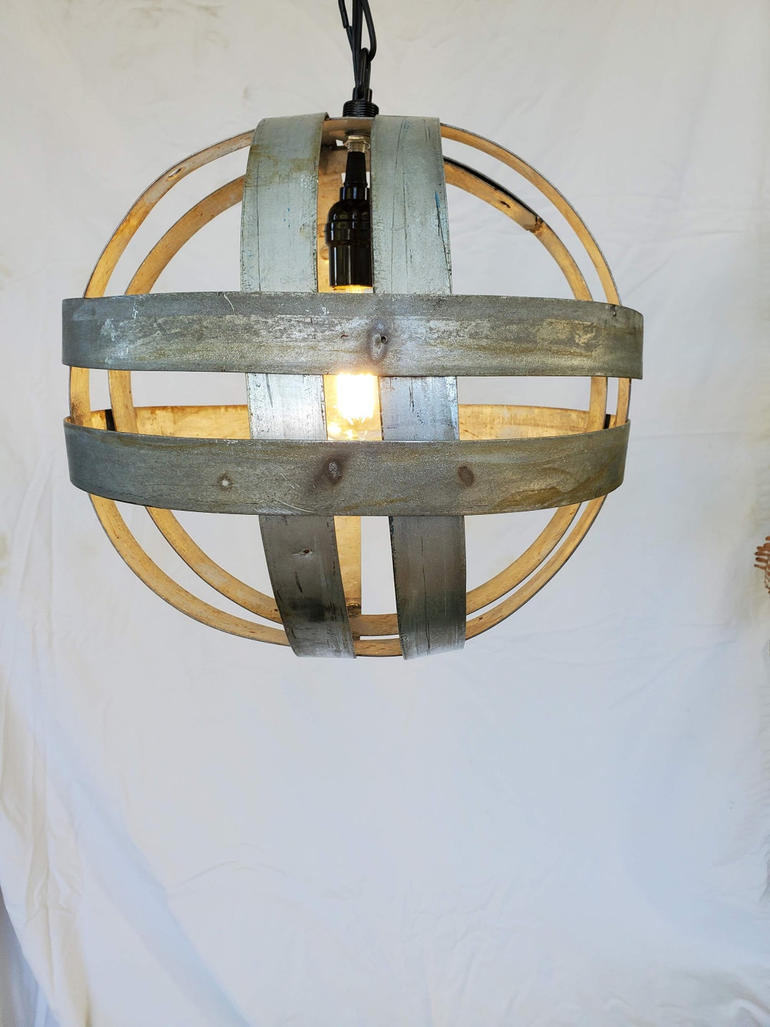 Mini Galvanized Wine Barrel Hoop Lamp Light Fixture #103 - Etsy
