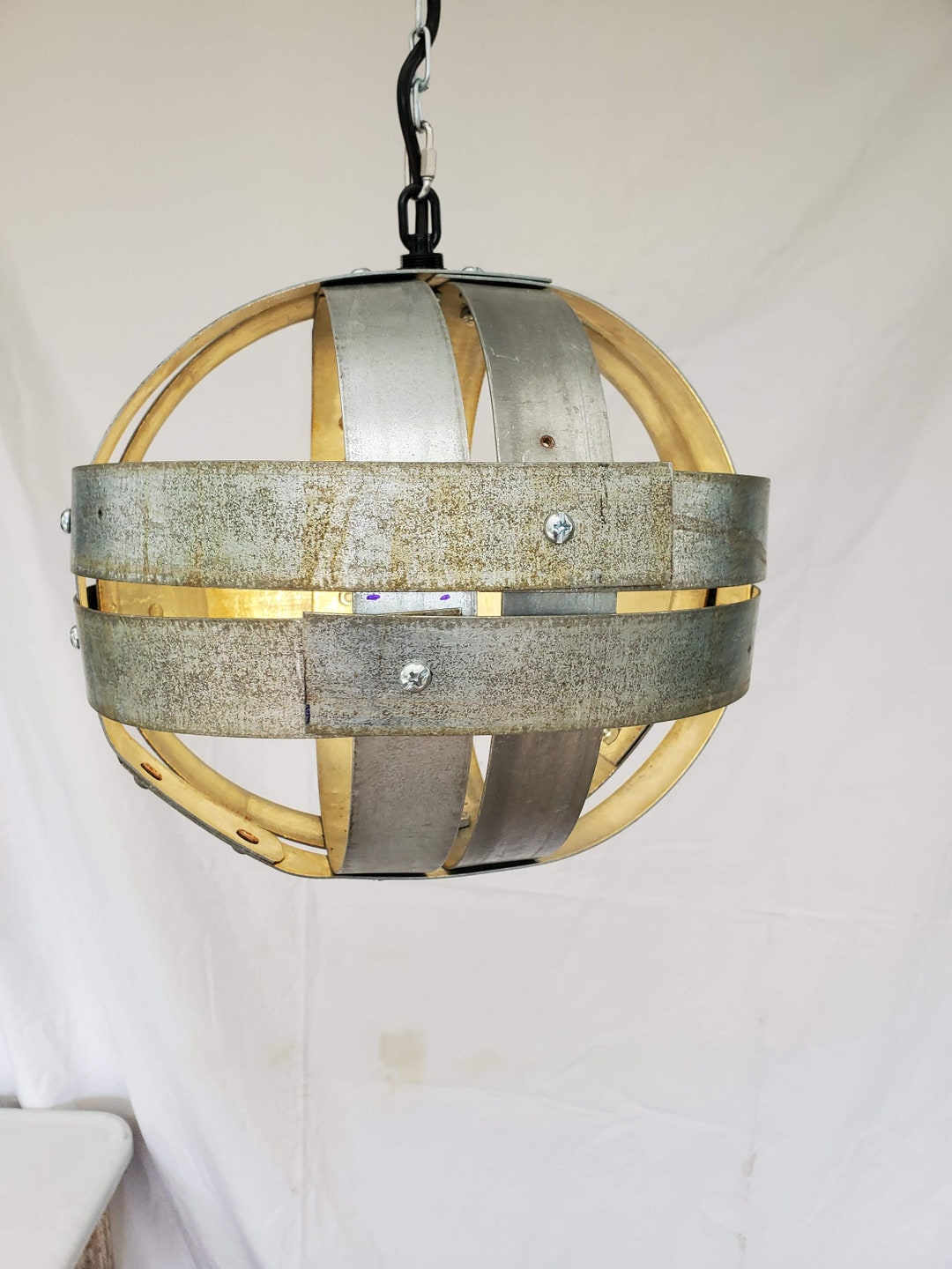 Mini Galvanized Wine Barrel Hoop Lamp Light Fixture - Etsy