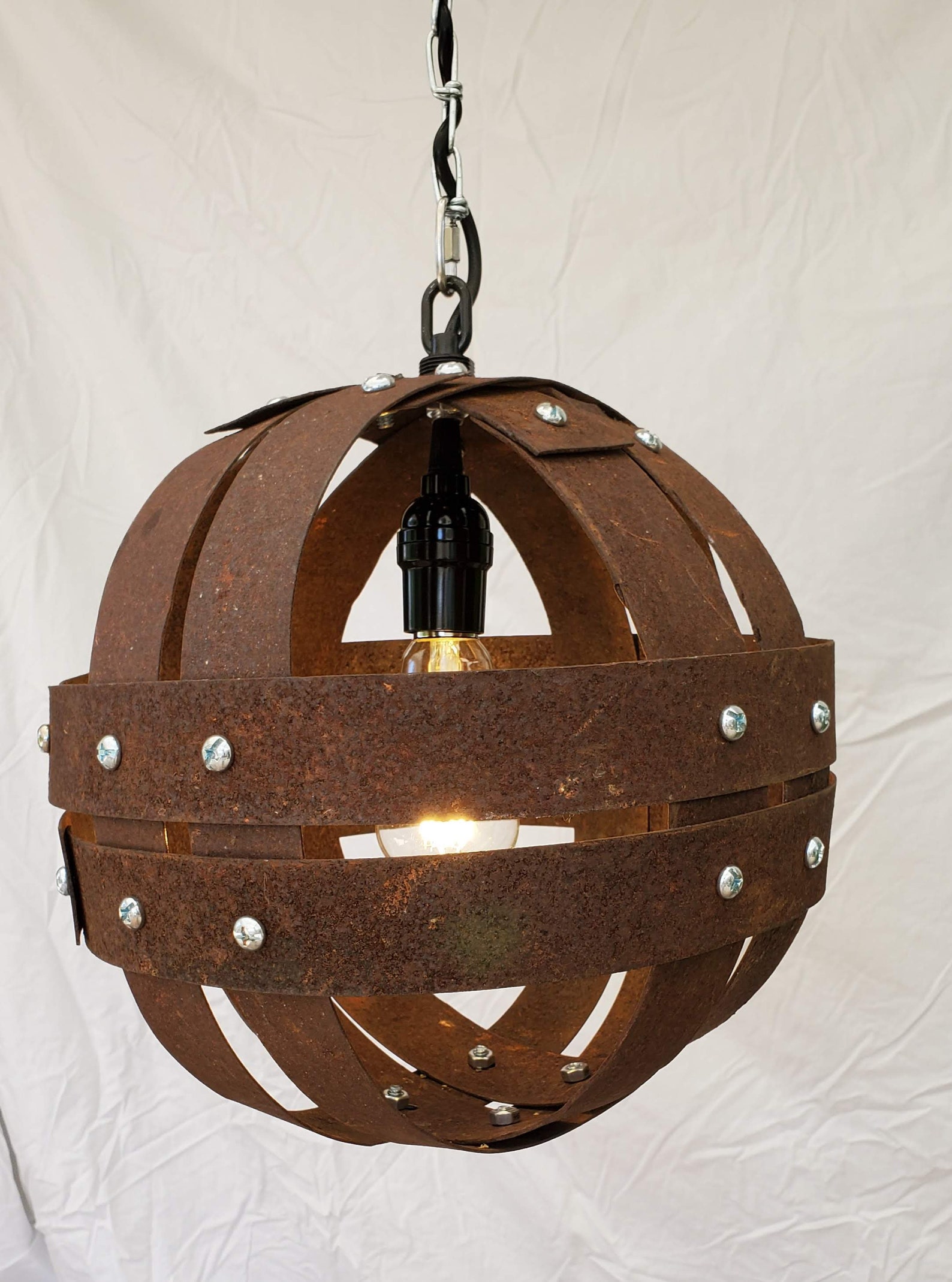 Mini Rusty Wine Barrel Hoop Lamp Light Fixture - Etsy