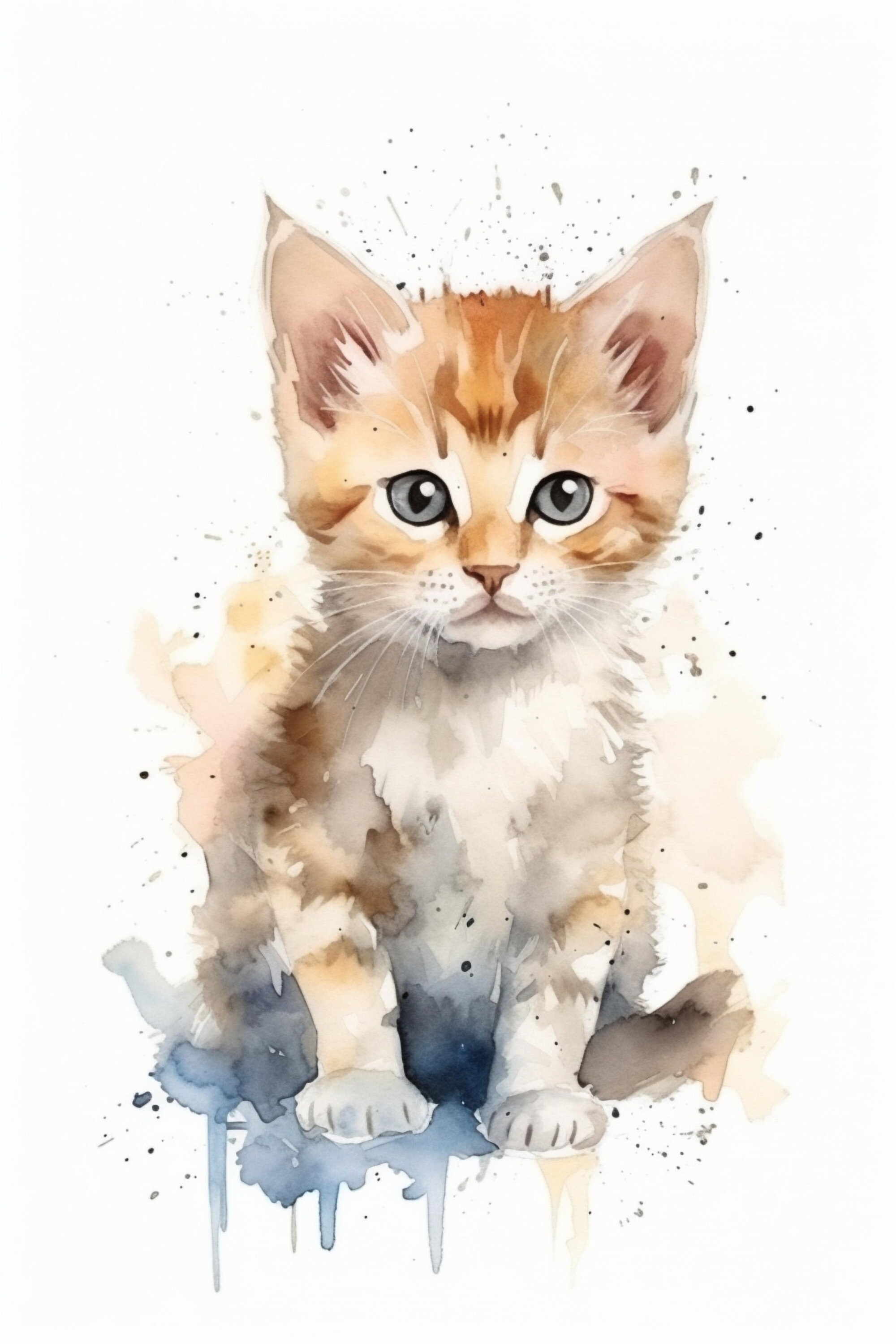 Cute Kittens Water Color Clip Art Bundle Volume 1 20 Jpg Images - Etsy