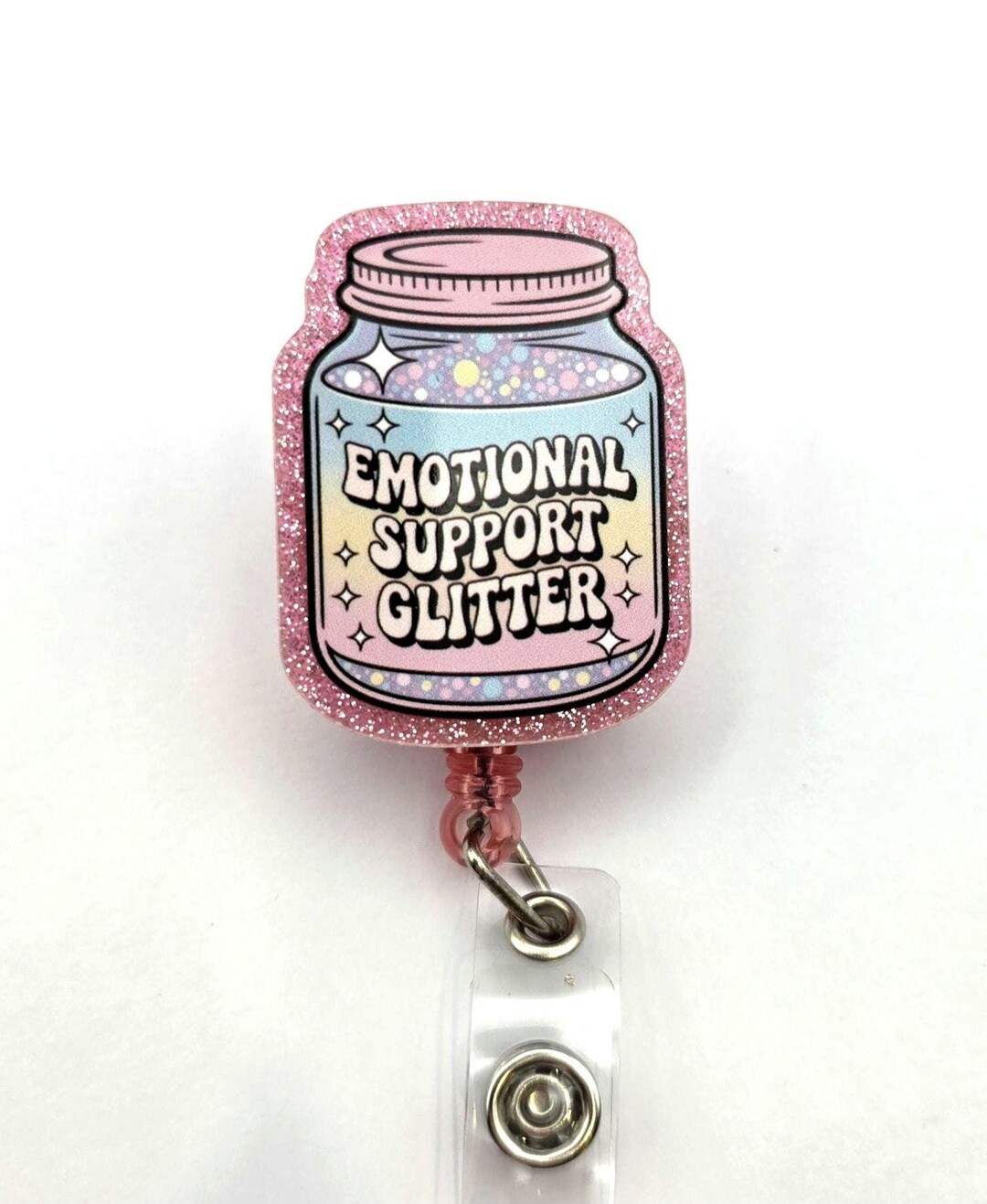 Emotional Support Glitter Fun Sparkle Badge Reel - Etsy