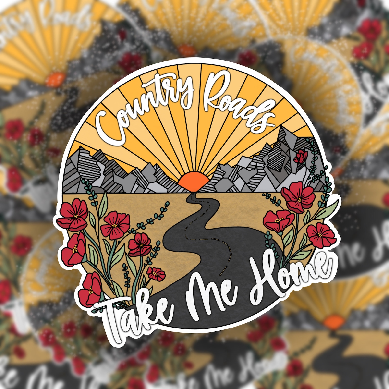 Country Roads Take Me Home Waterproof Vinyl Sticker John - Etsy