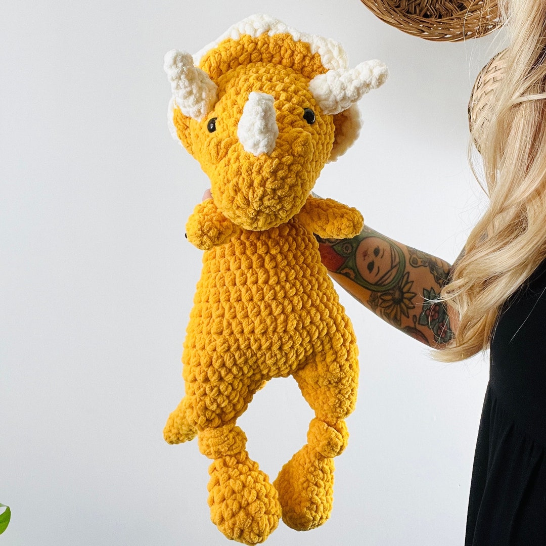 Soft and Cuddly Dinosaur Lovey, Extra Large Dinosaur Lovey, Crochet ...