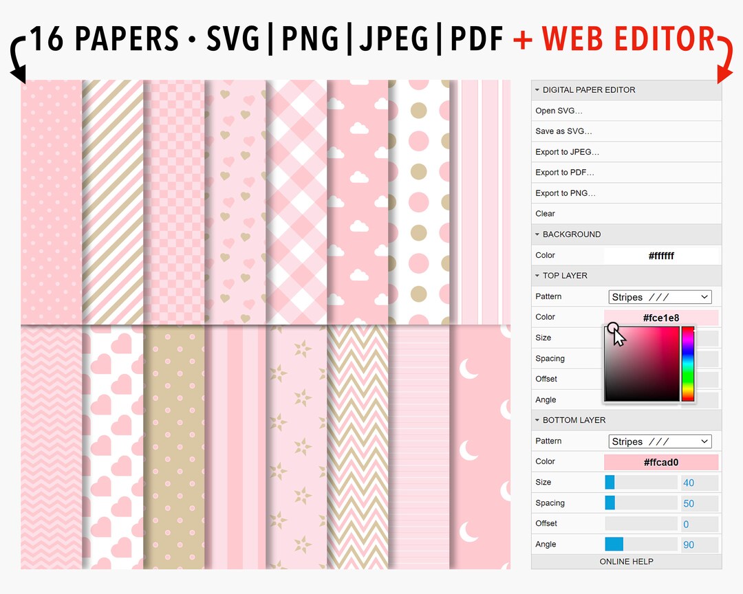 Editable Baby Girl Digital Papers, Baby Girl Shower, Nursery Papers ...