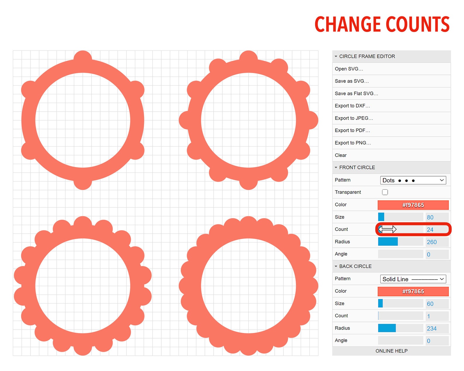 Editable Scalloped Circle Frames SVG Bundle in Rainbow Colors ...