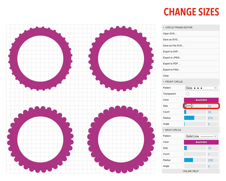 Editable Scalloped Circle Frames SVG Bundle in Rainbow Colors ...