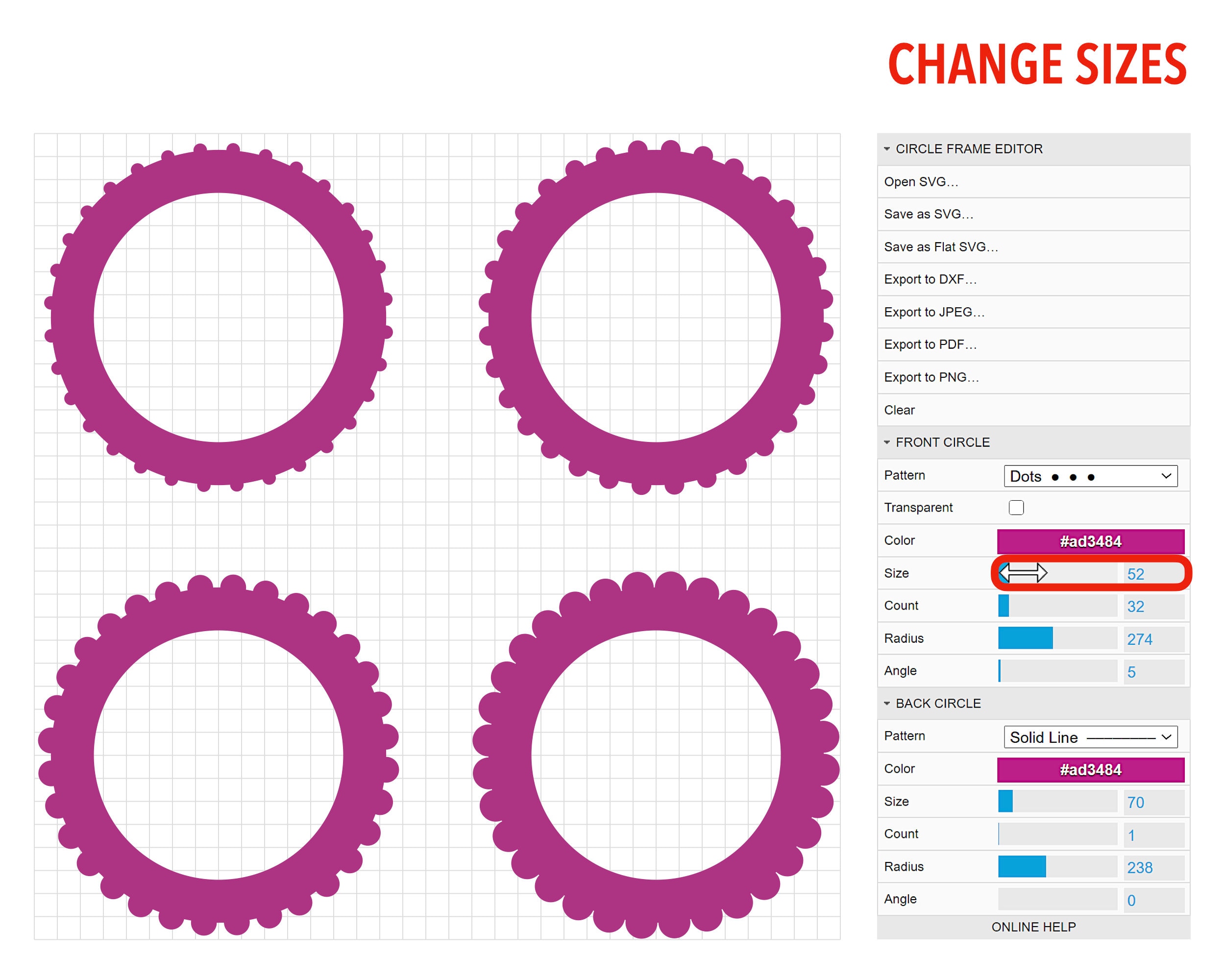 Editable Scalloped Circle Frames SVG Bundle in Rainbow Colors ...
