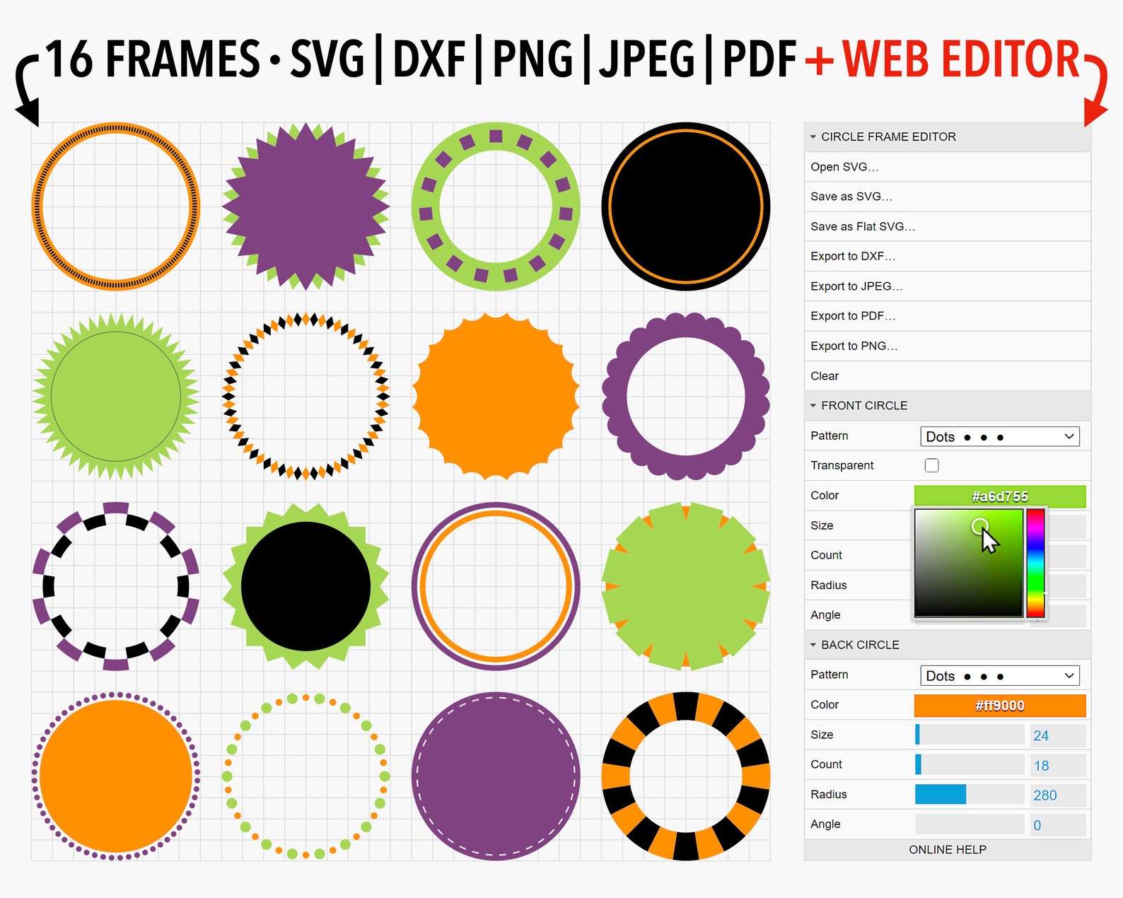 Editable Halloween Circle Frames SVG Bundle, Commercial Use ...