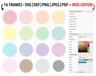 Editable Scalloped Circle Frames SVG Bundle in Rainbow Colors ...
