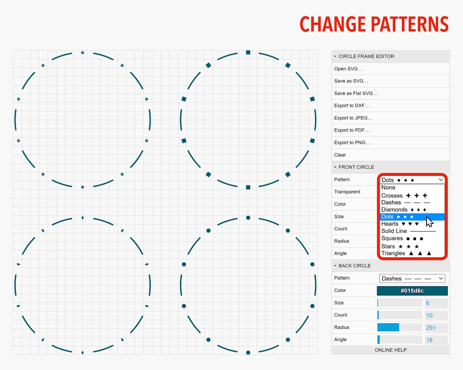 Editable Dotted Circle Frames SVG Bundle in Dark Rainbow Colors ...