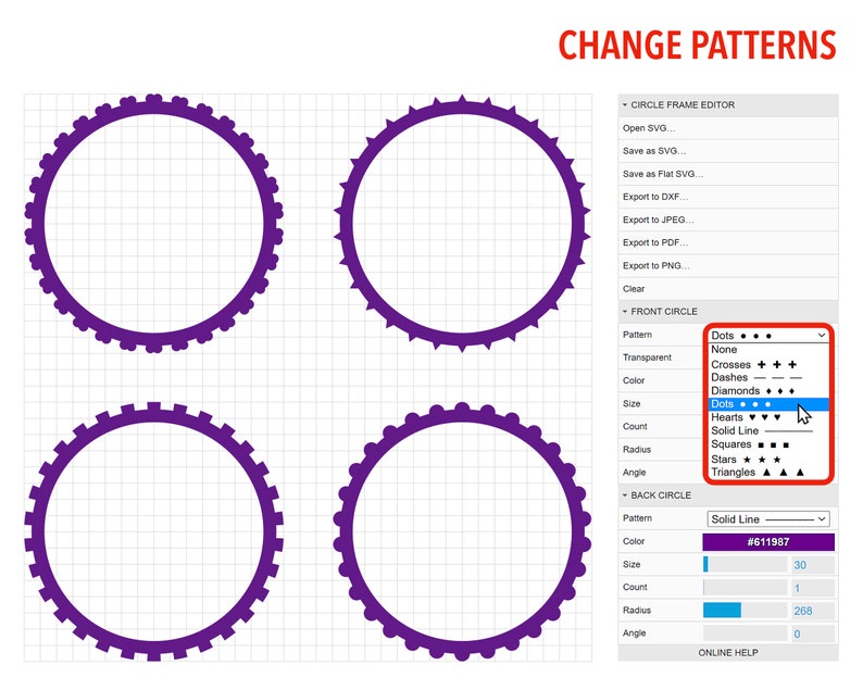 Editable Scalloped Circle Frames SVG Bundle in Rainbow Colors ...