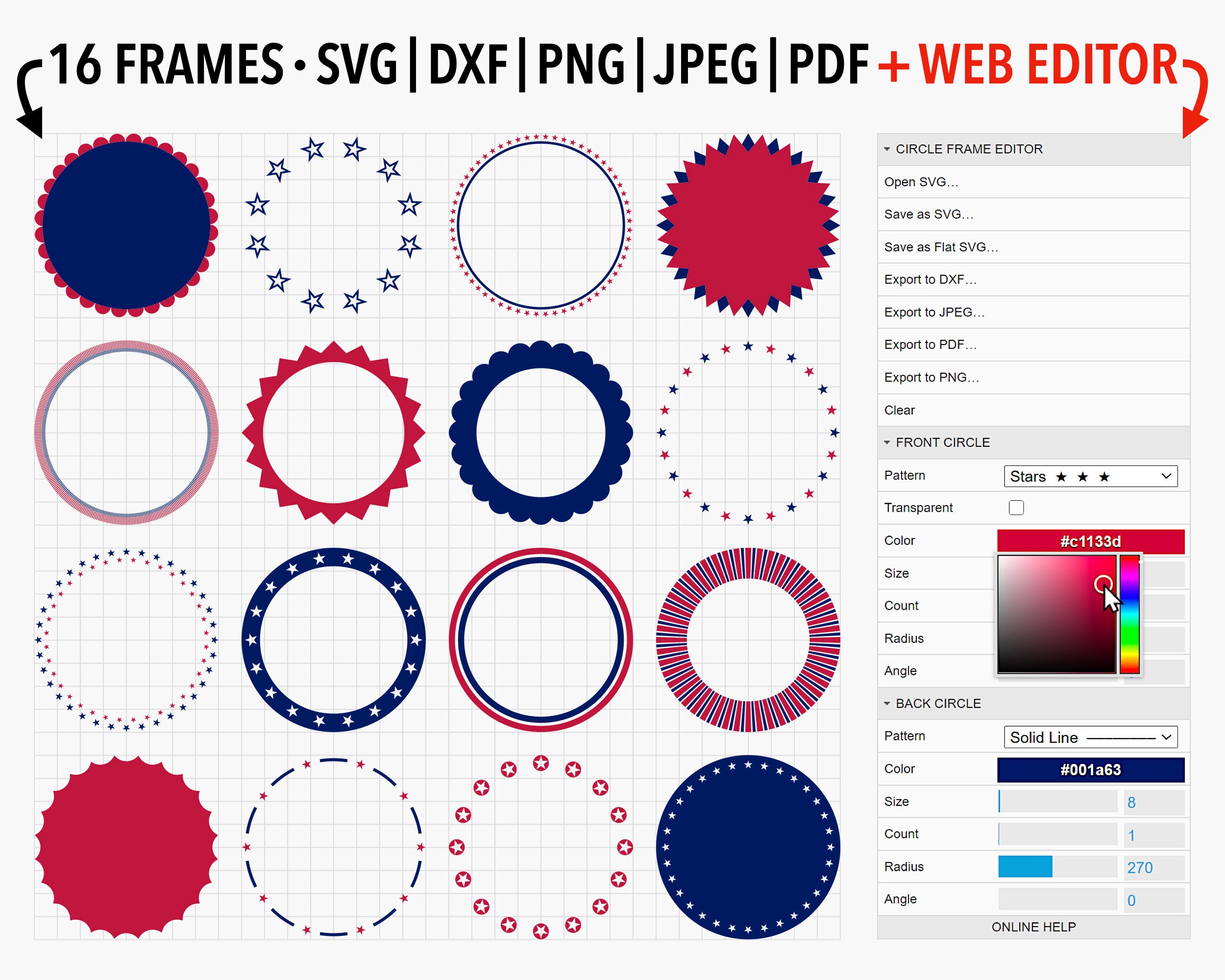 Editable Patriotic Circle Frames SVG Bundle, Commercial Use ...