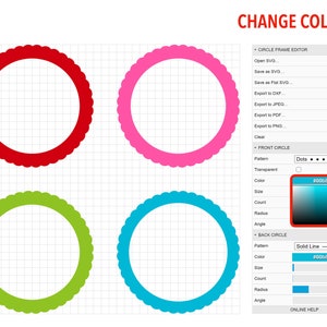 Editable Scalloped Circle Frames SVG Bundle in Rainbow Colors ...