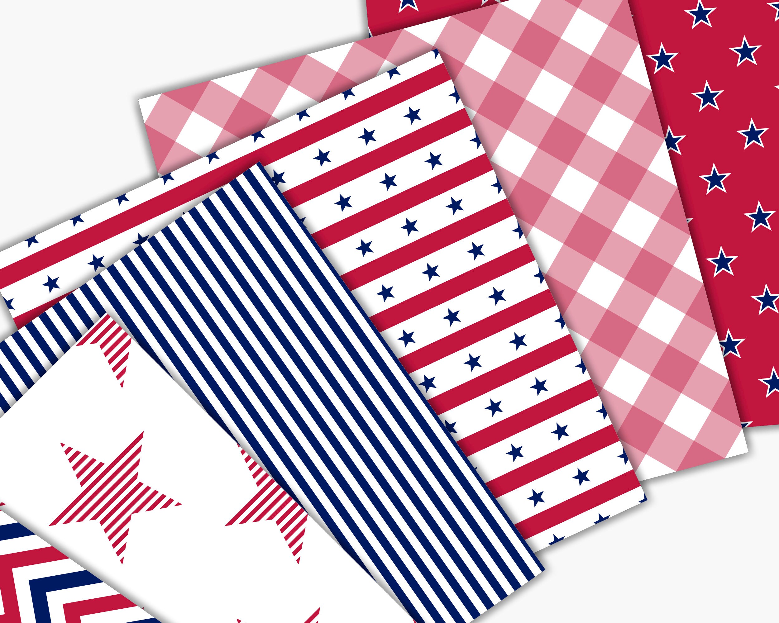 Editable Patriotic Digital Paper Pack: Red White and Blue - Etsy