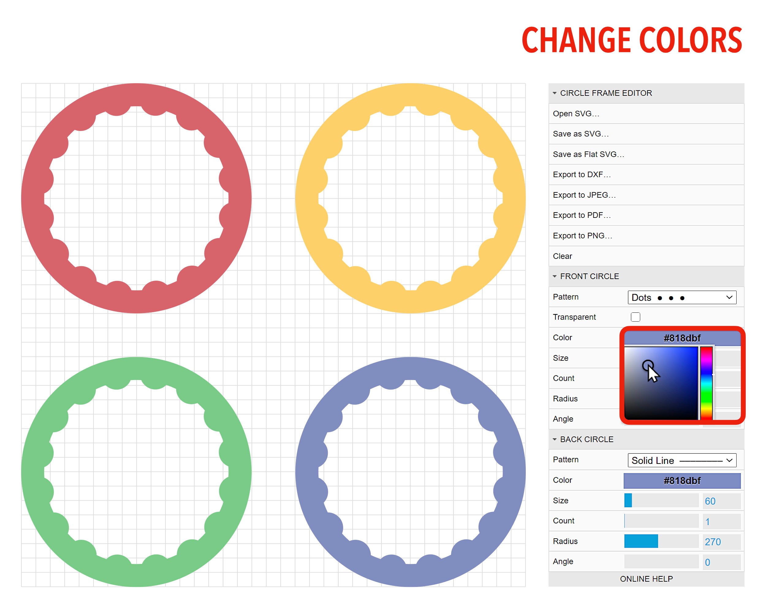 Editable Inverted Circle Frames SVG Bundle in Light Rainbow Colors ...