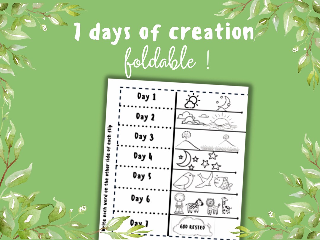 Creation Worksheet | Bible Studies | Days of Creation | Flip Book - Etsy
