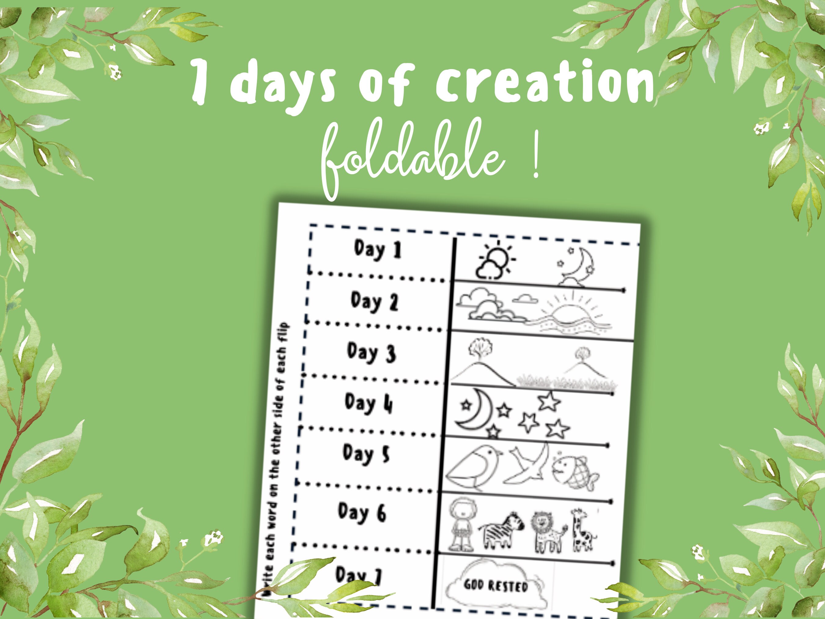 Creation Worksheet | Bible Studies | Days of Creation | Flip Book - Etsy