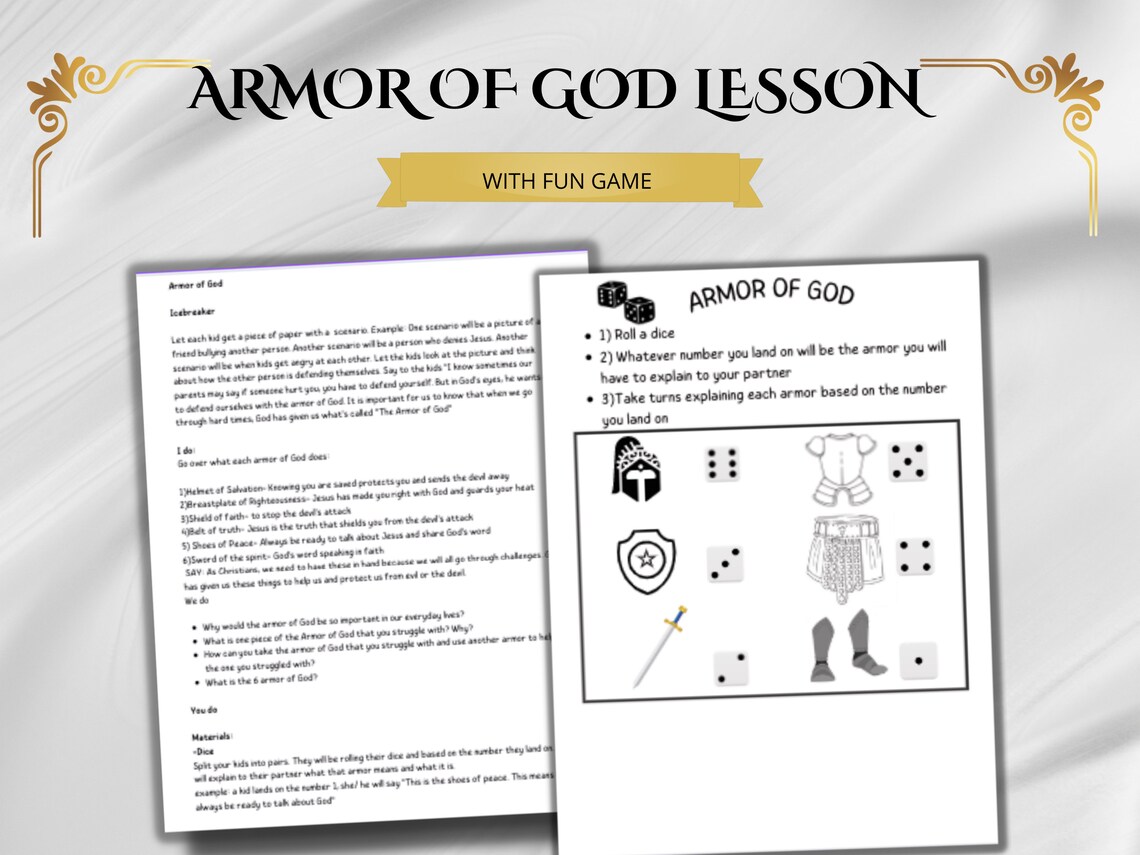 Armor of God Lesson Printable | Sunday School Lesson | Armor Lesson - Etsy