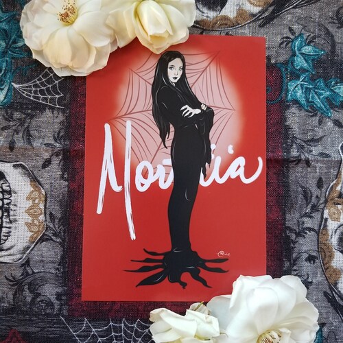 Morticia Addams Art Print Addams Family Oil Painting Spooky - Etsy