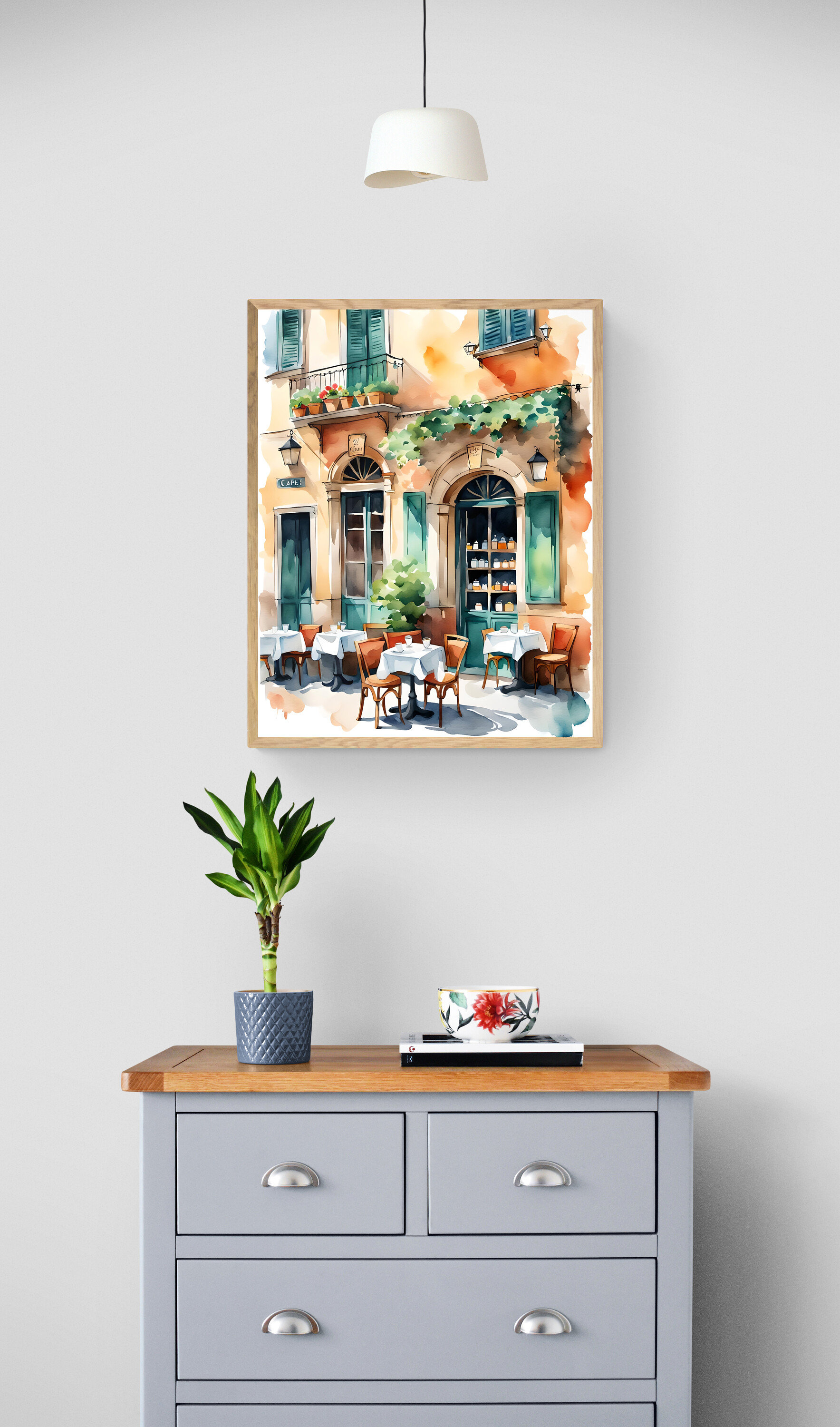 Watercolor Italian Street Cafe Wall Art, Venice Wall Art, Italy Decor ...