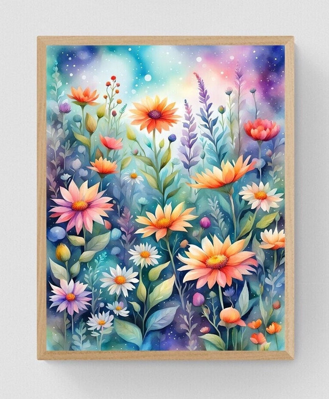 Enchanted Watercolor Flower Garden Printable Art, Magical Flower Garden ...
