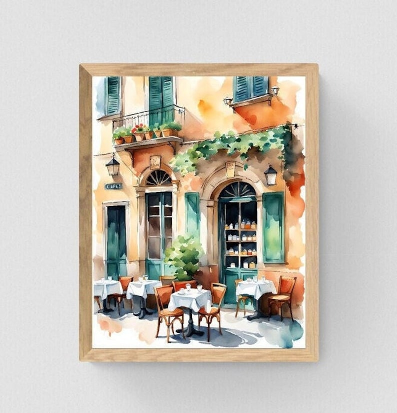 Watercolor Italian Street Cafe Wall Art, Venice Wall Art, Italy Decor ...