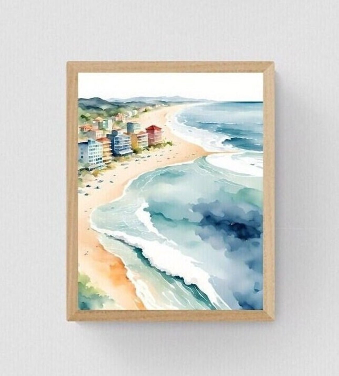 Coastal Cityscape Print, Coastal Art Print, Coastal Decor Ocean Home ...