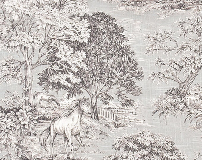 Toile De Jouy Fabric Country Dogs Toile Gray by Vinpauld Landscape Dogs ...