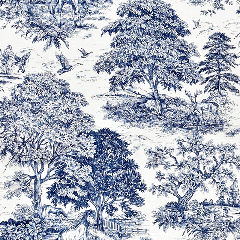 Blue Toile Fabric - Etsy