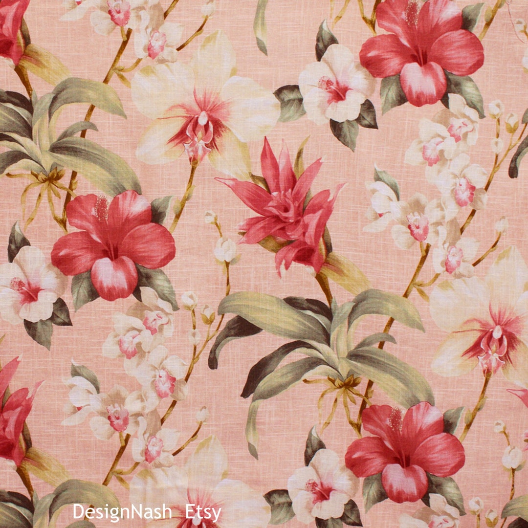 Leilani Garden Linen Blend Fabric Color Coral Pink - Etsy