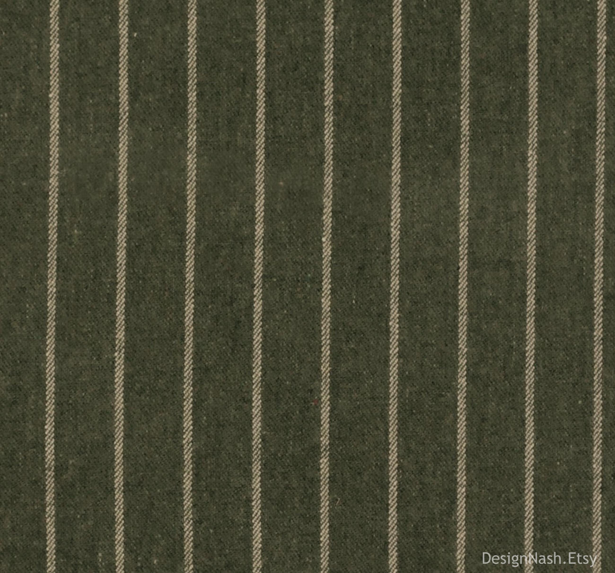 English Olive Stripe Wool Blend Fabric for Draperies, Upholstery, and ...
