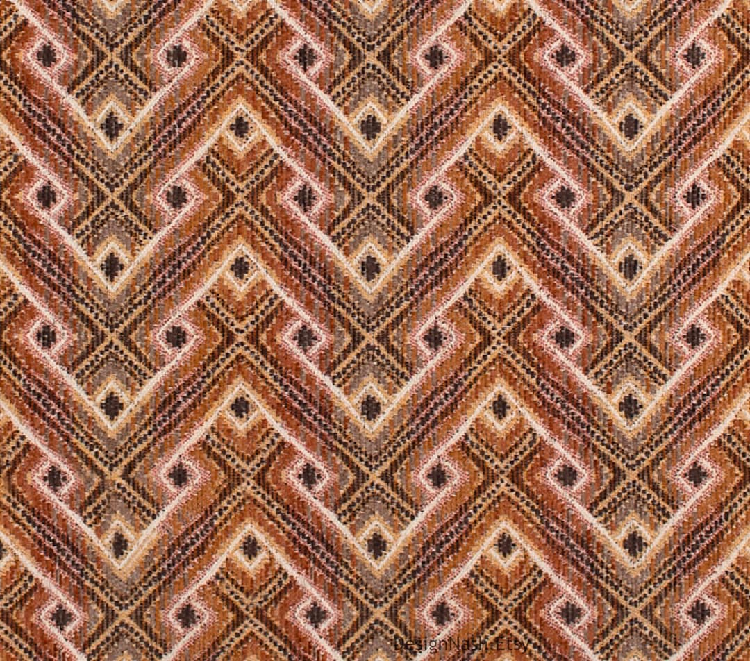 Buckley Geometric Rust and Brown Fabric for Upholstery and Home ...
