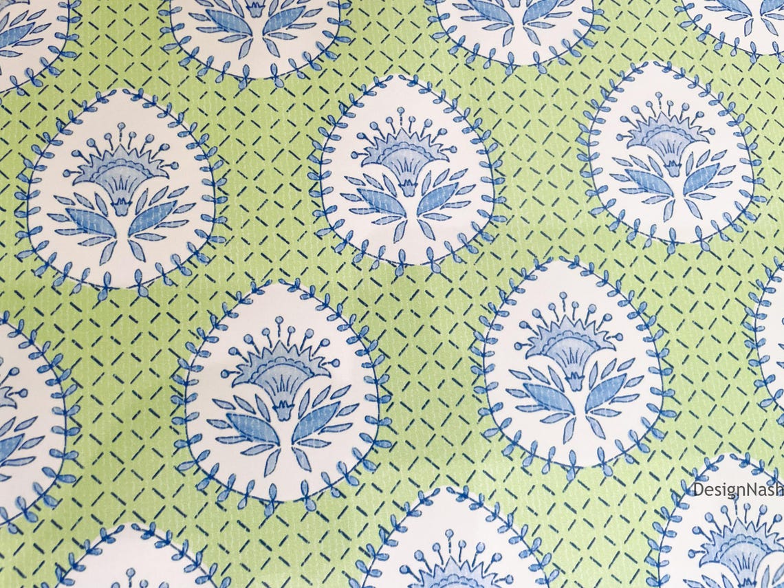 Lily's Handwork Wallpaper Blue and Green - Etsy
