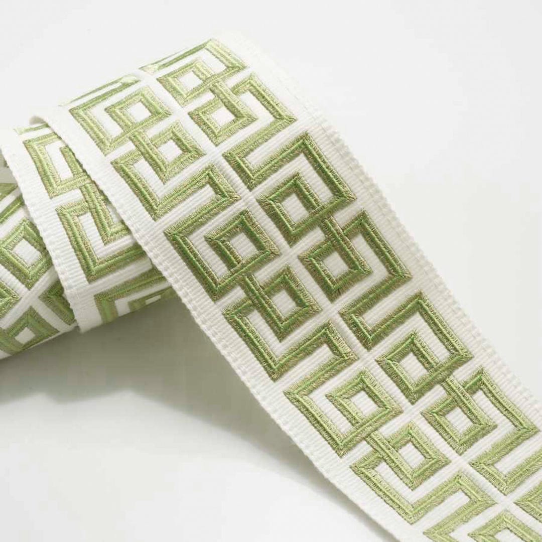 2.75" Knight's Labyrinth Lime Green Greek Key Embroidered Border Tape ...