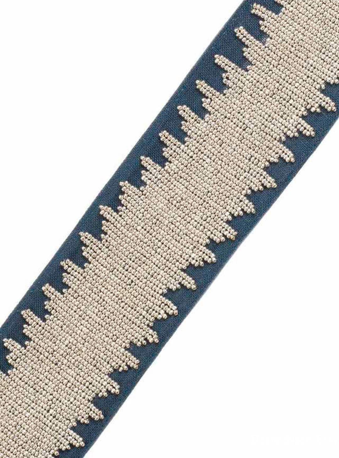 2.25" Razzmatazz Dark Blue and Silver Beaded Tape Trim - Etsy
