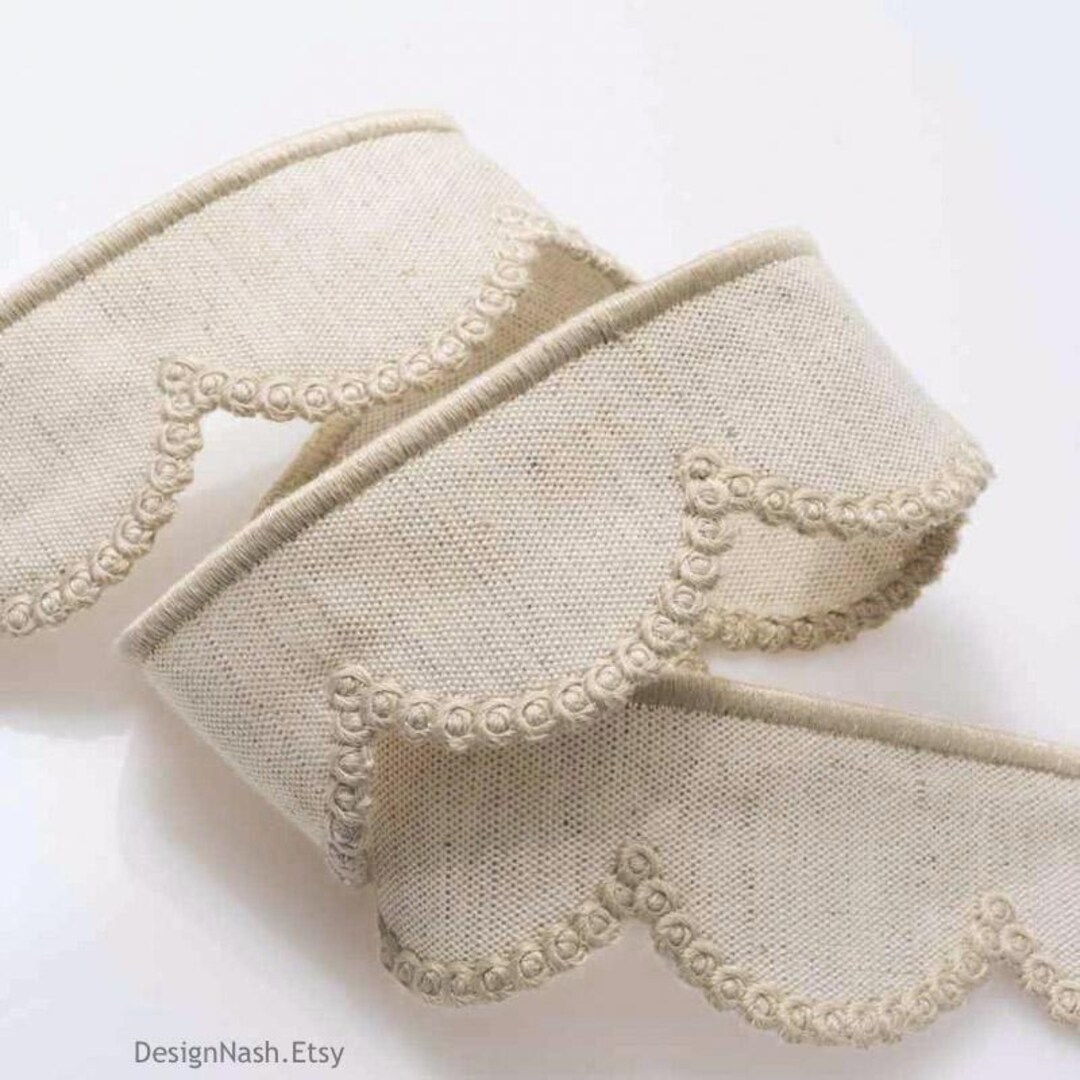 1.5" Matilda Scalloped Trim Tape Beige Linen - Etsy